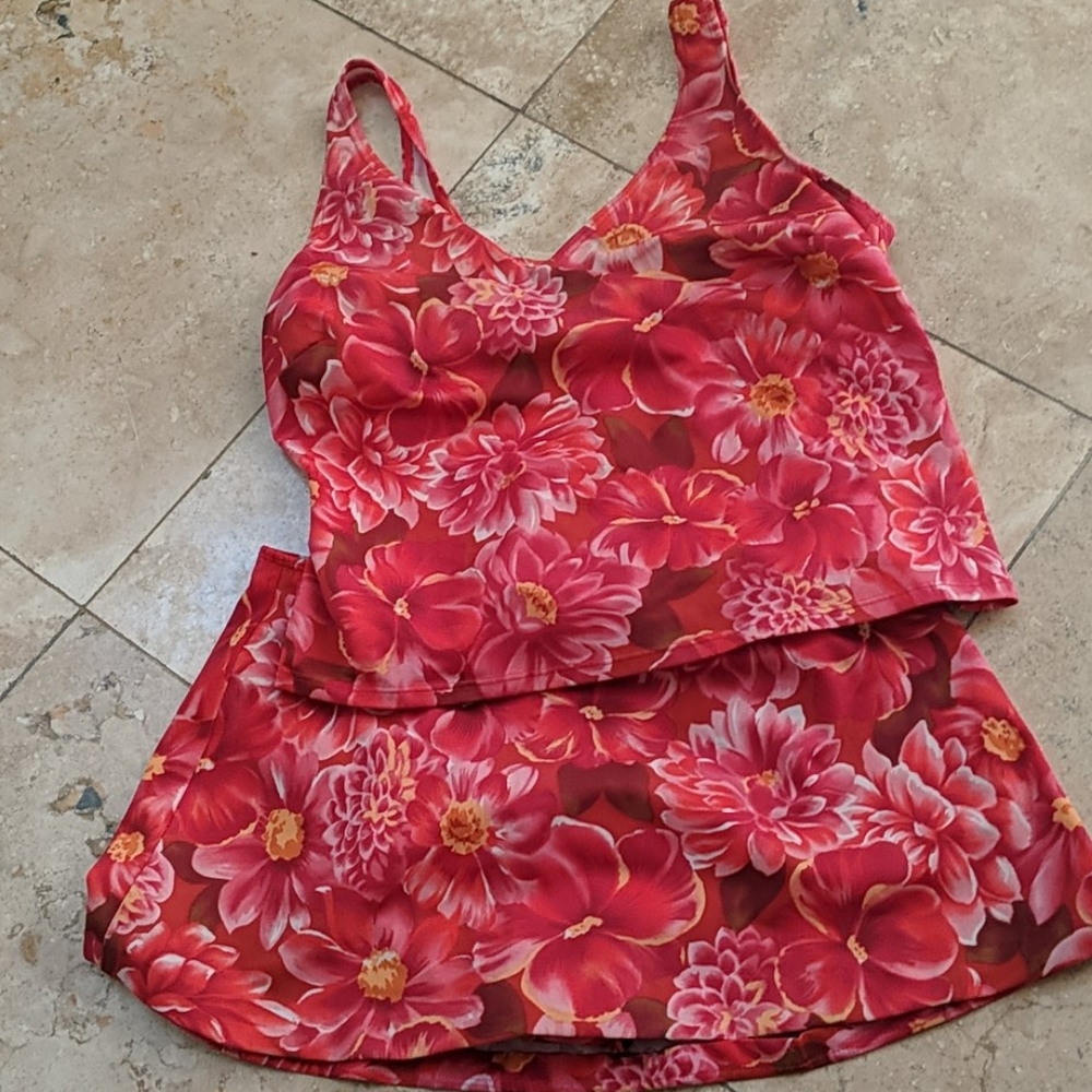 Shape Fx Vintage Hawaiian Skirt Swim Suit 12 Tank - Gem